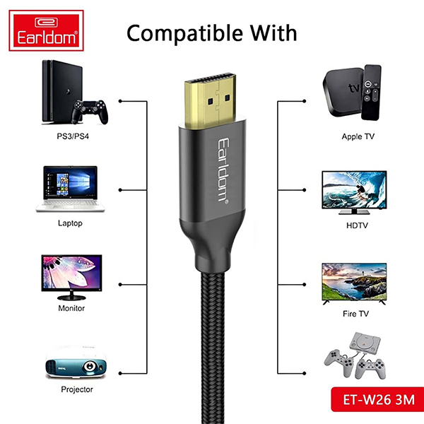 قیمت و خرید کابل اچ دی ام ای ارلدوم Earldom W26 4K HDMI Cable-آریارایانه