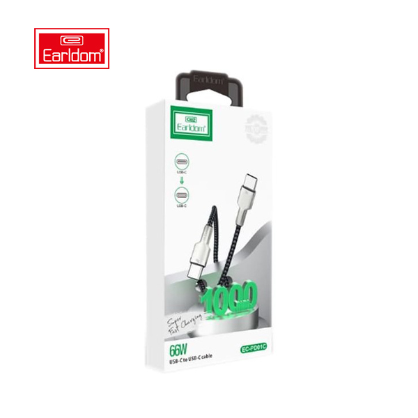 قیمت و خرید کابل فست شارژ TYPE-C به TYPE-C ارلدام مدل Earldom EC-PD01C-C 66W 1m-آریارایانه